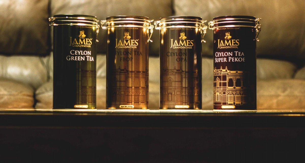 James & Grandfather Ceylon pure Tea Round Tin Range