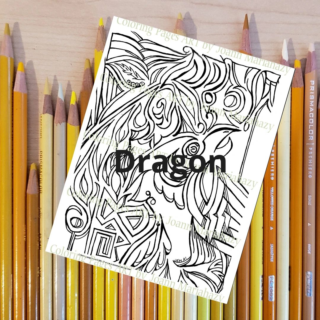 Dragon - Individual Hand Drawn Coloring Page