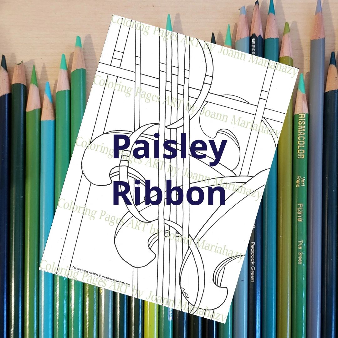 Paisley Ribbon - Individual Hand Drawn Coloring Page