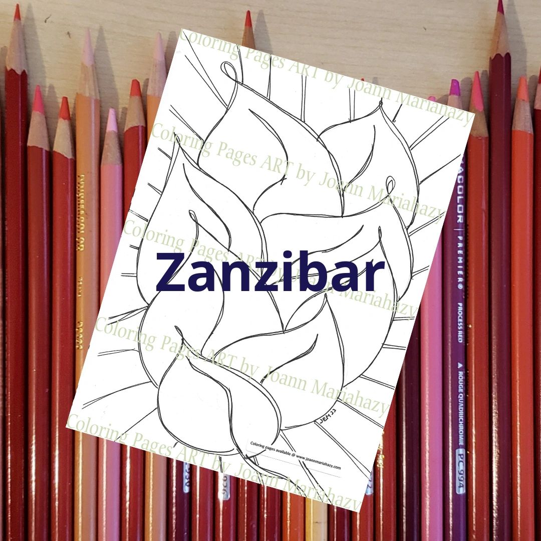 Zanzibar - Individual Hand Drawn Coloring Page