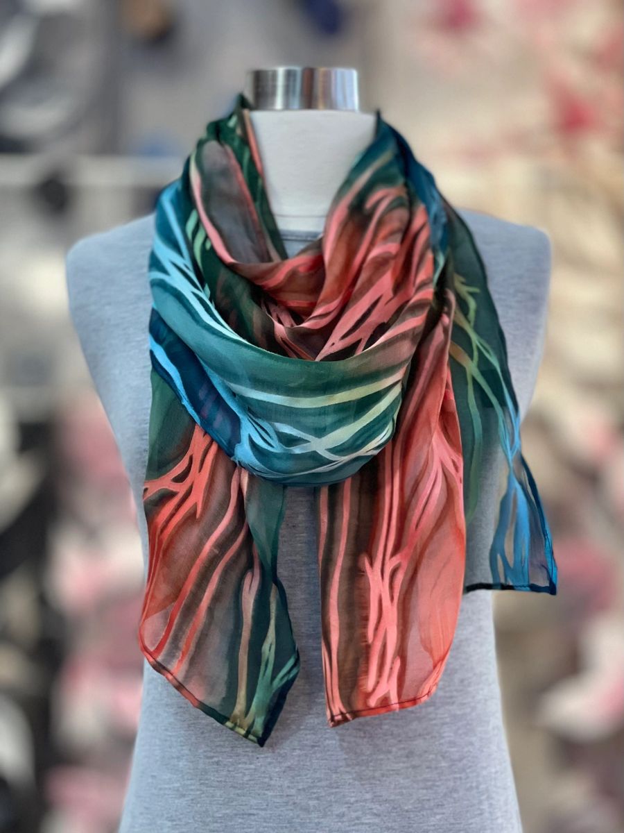 "Makala" Hand Painted Silk Chichi Scarf