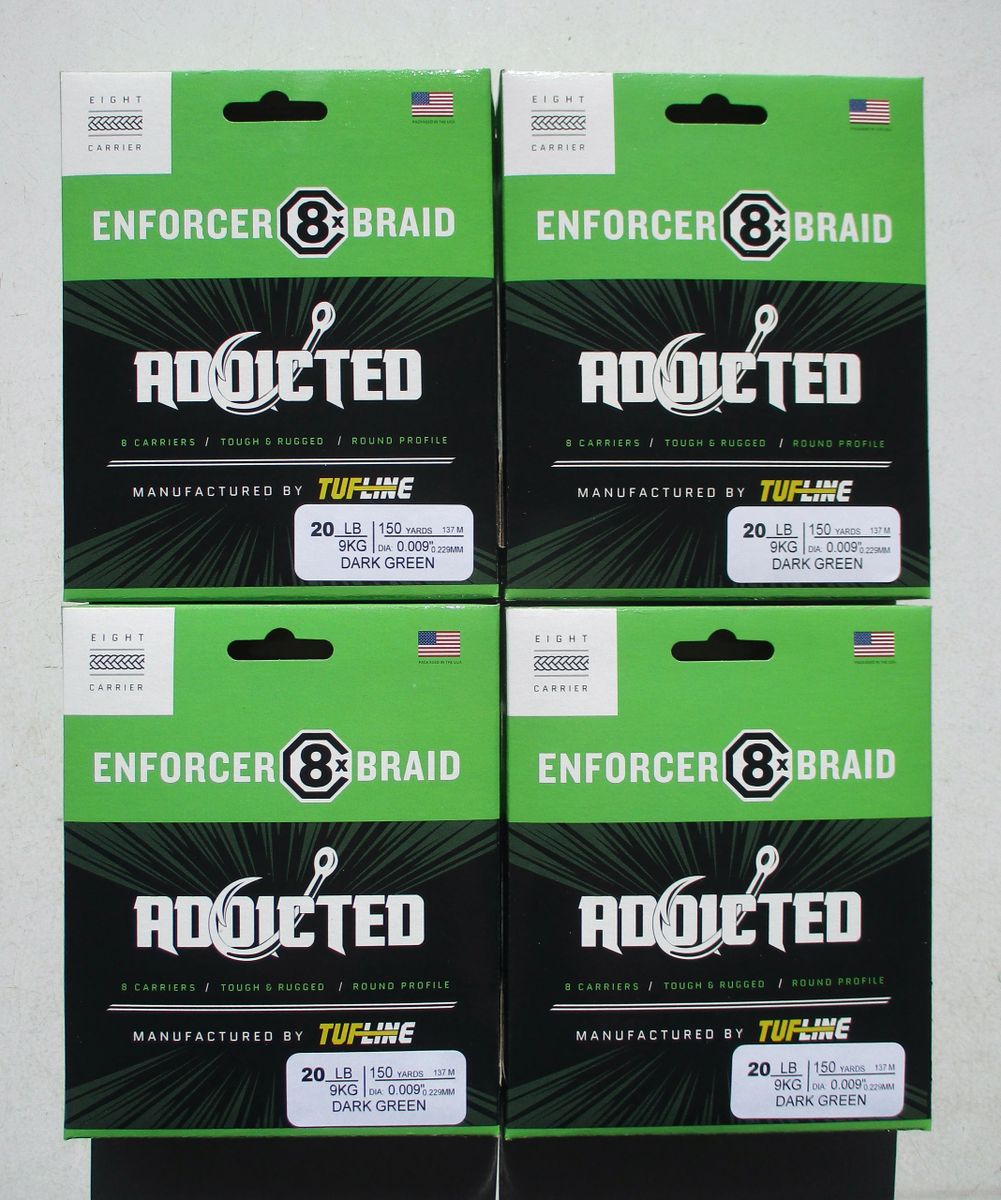 (4) 150 yd rolls of TufLine Enforcer 8-Carrier Premium Braided Line (20 ...