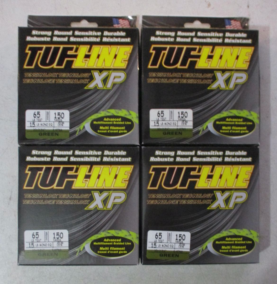 (4) 150 yard spools of TUFLINE XP Dark Green Braided Line (All 65 lb test)