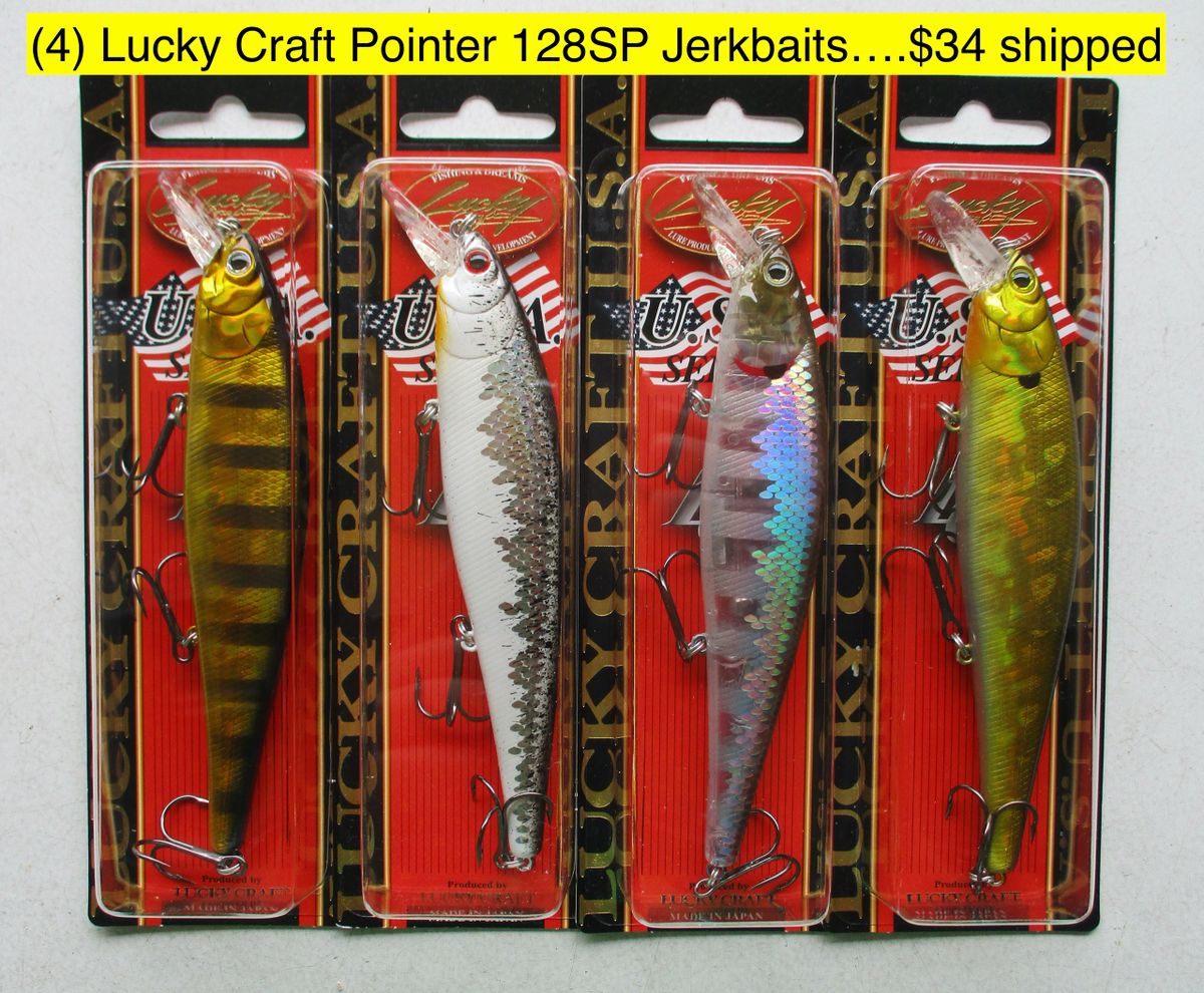 (4) Lucky Craft Pointer 128SP Suspending Jerkbaits (4 diff Metallic ...