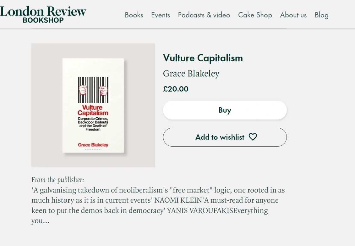 Vulture Capitalism in the LRB Bookshop's Top Reads for 2024