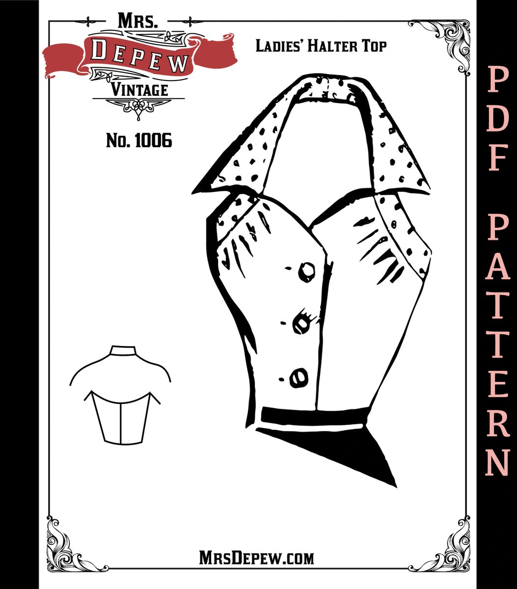 Vintage Sewing Pattern Ladies' 1950s Halter Top Blouse PDF Depew 1006 ...