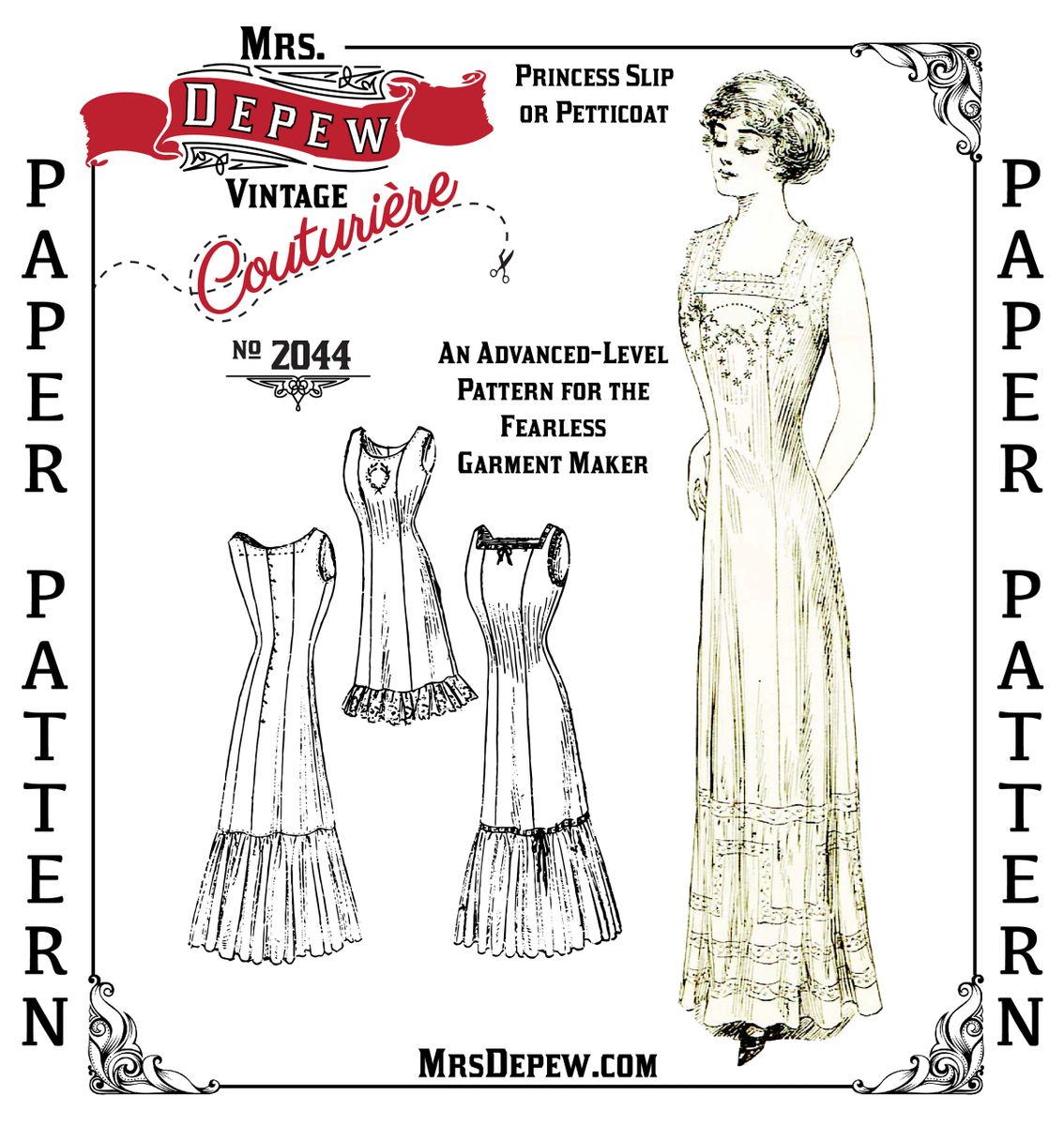 1909 Vintage Sewing Pattern Ladies' 1900s-1910s Edwardian Princess Slip ...