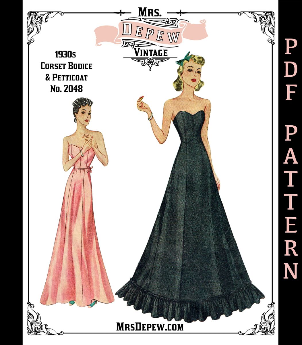 Vintage Sewing Pattern Ladies 1930s - 1940s Foundation Corset Bodice ...
