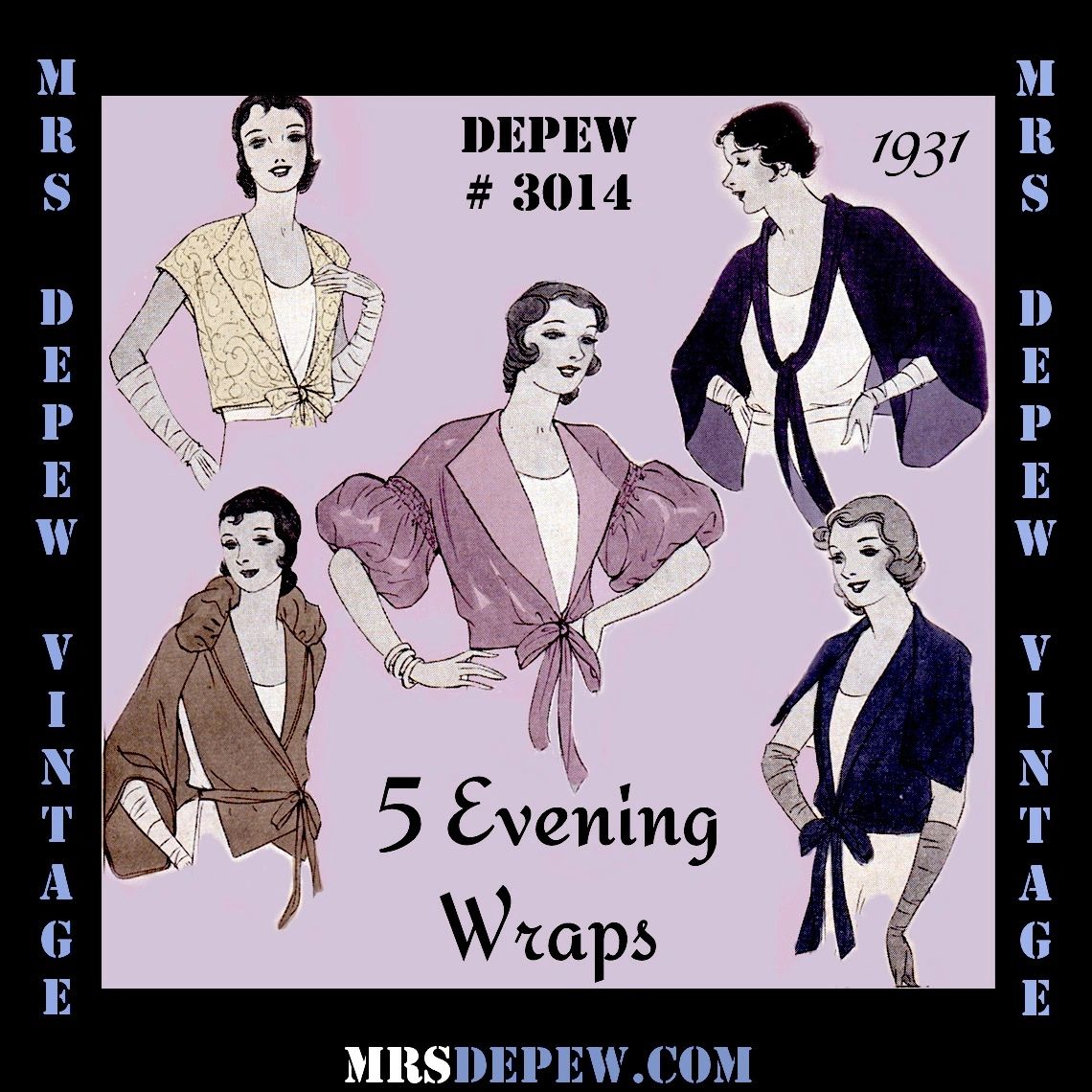 Vintage Sewing Pattern 1930s Evening Wraps in 5 Styles Digital Pattern ...