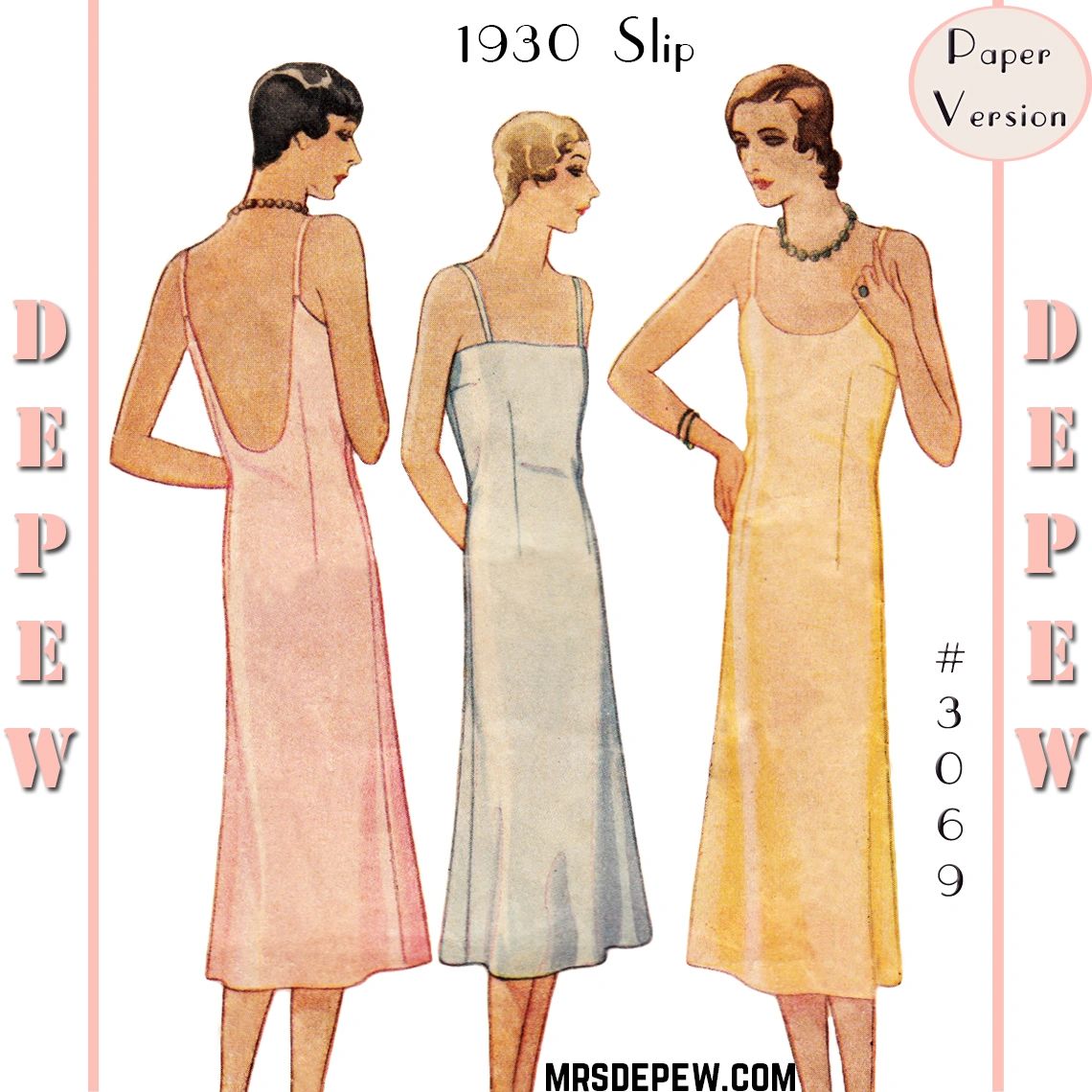 1930 Vintage Sewing Pattern Ladies' 1920s - 1930s Style Slip Depew ...
