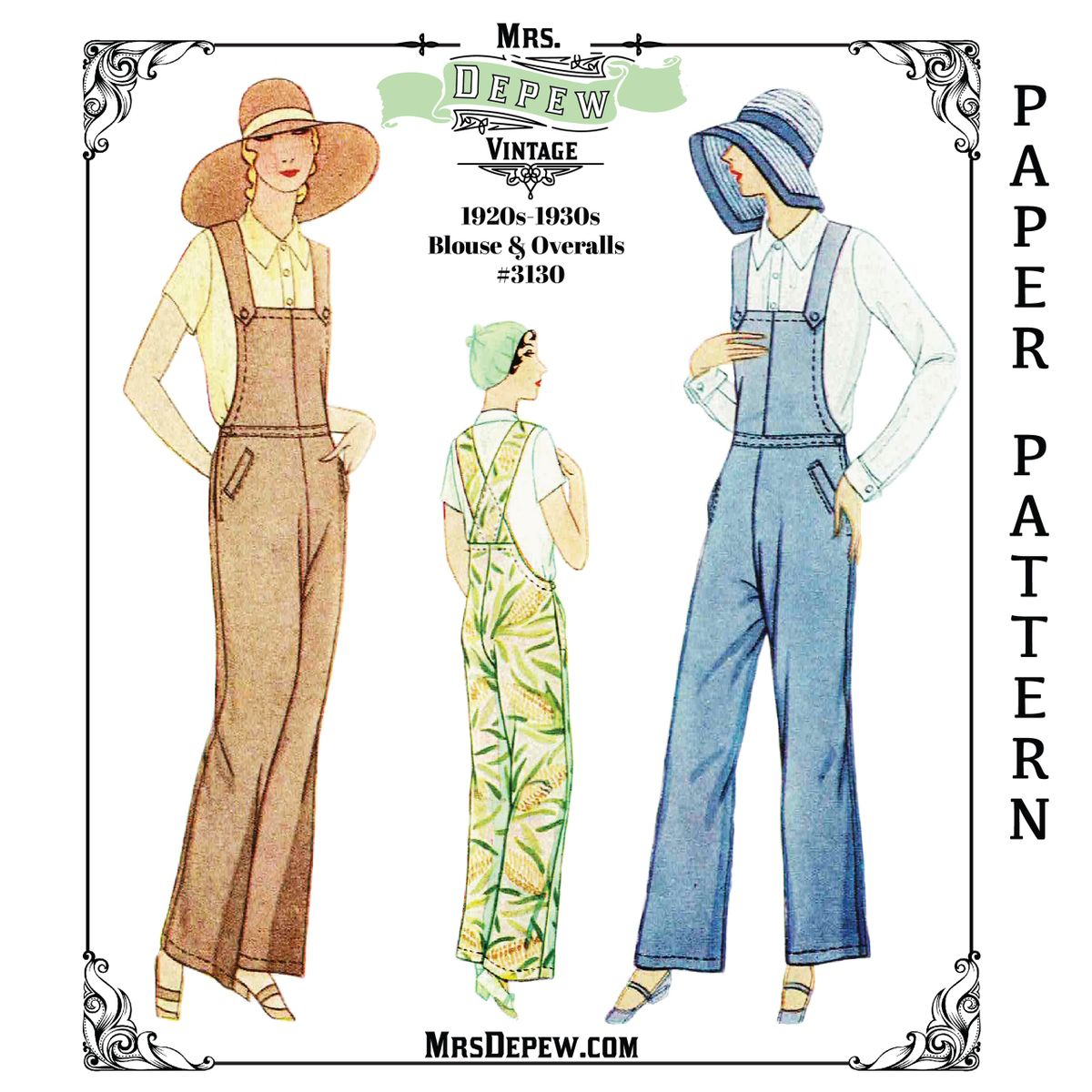 Vintage Sewing Pattern Ladies' 1920s - 1930s Overalls and Blouse Set ...