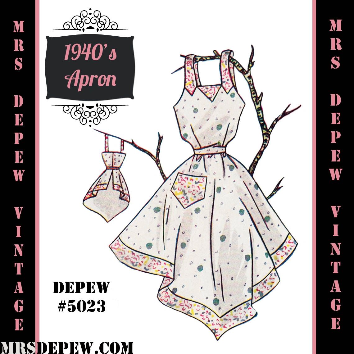 D-A-H Vintage Sewing Pattern 1940s Apron in Any Size - PLUS Size ...