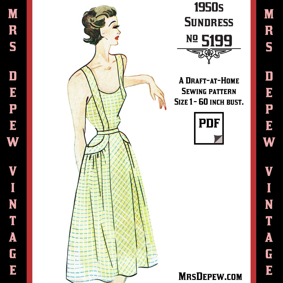 D-A-H Vintage Sewing Pattern 1950s Sundress in Any Size - PLUS Size ...