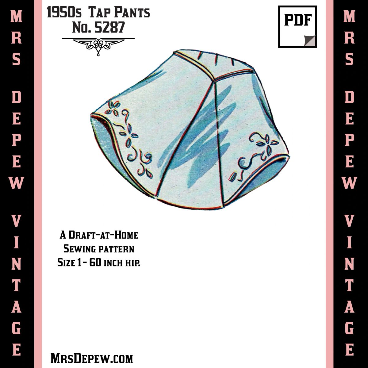 D-A-H Vintage Sewing Pattern 1950s Tap Pants in Any Size- PLUS Size ...