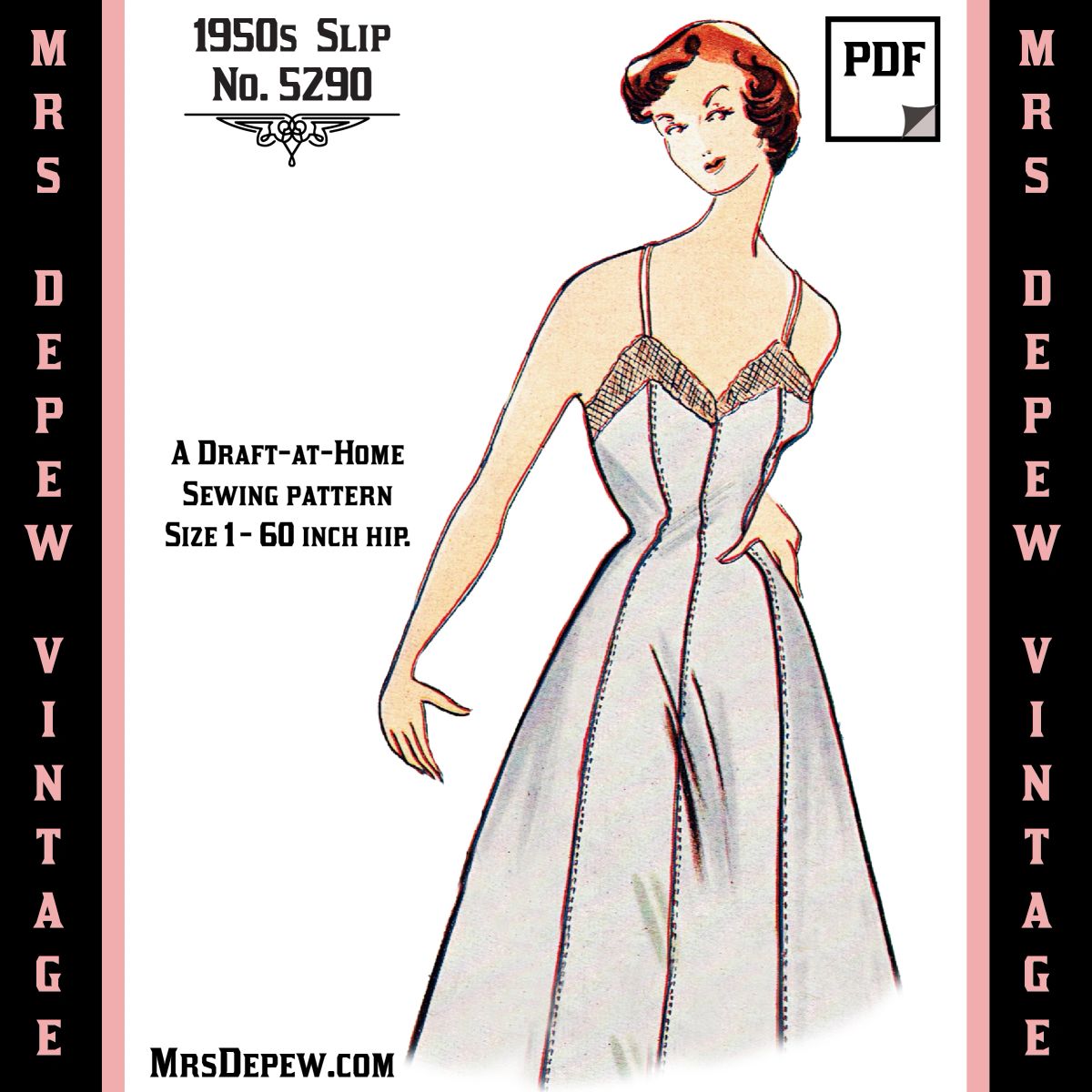 D-A-H Vintage Sewing Pattern 1950s Princess Slip in Any Size- PLUS Size ...