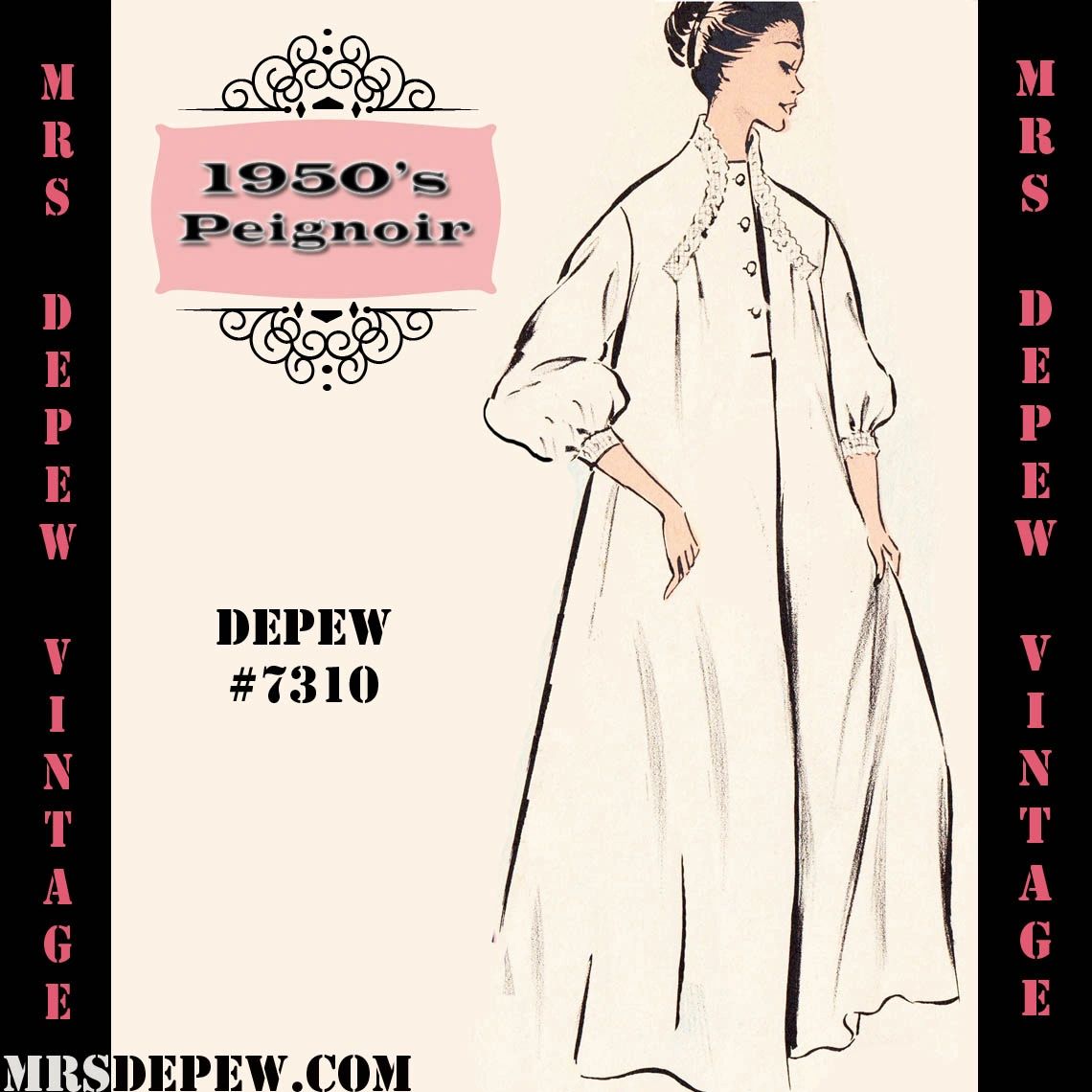 D-A-H Vintage Sewing Pattern 1950s Peignoir Nightgown or Robe in Any ...