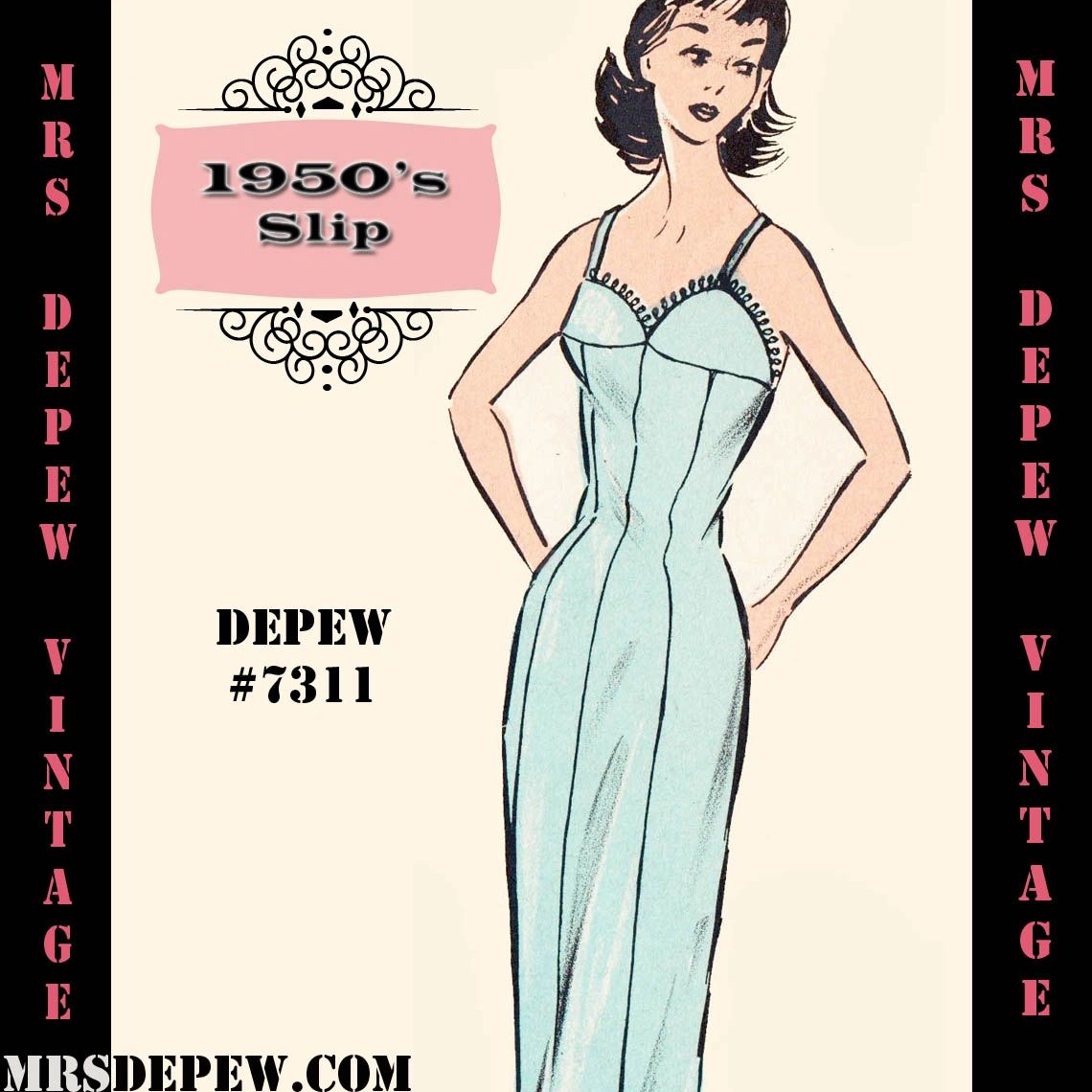 D-A-H Vintage Sewing Pattern 1950s Fitted Slip in Any Size- PLUS Size ...