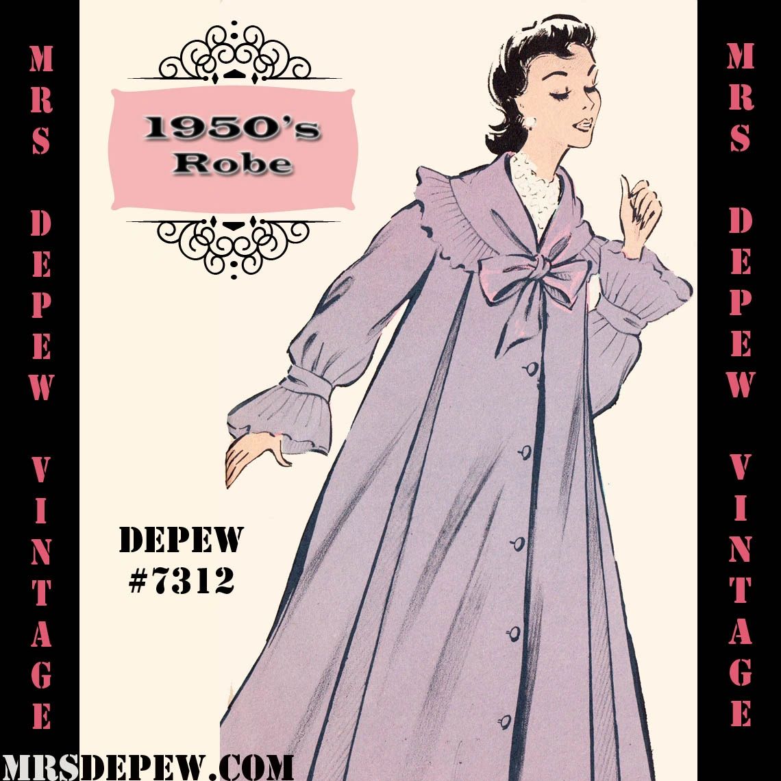 D-A-H Vintage Sewing Pattern 1950s Robe in Any Size- PLUS Size Included ...