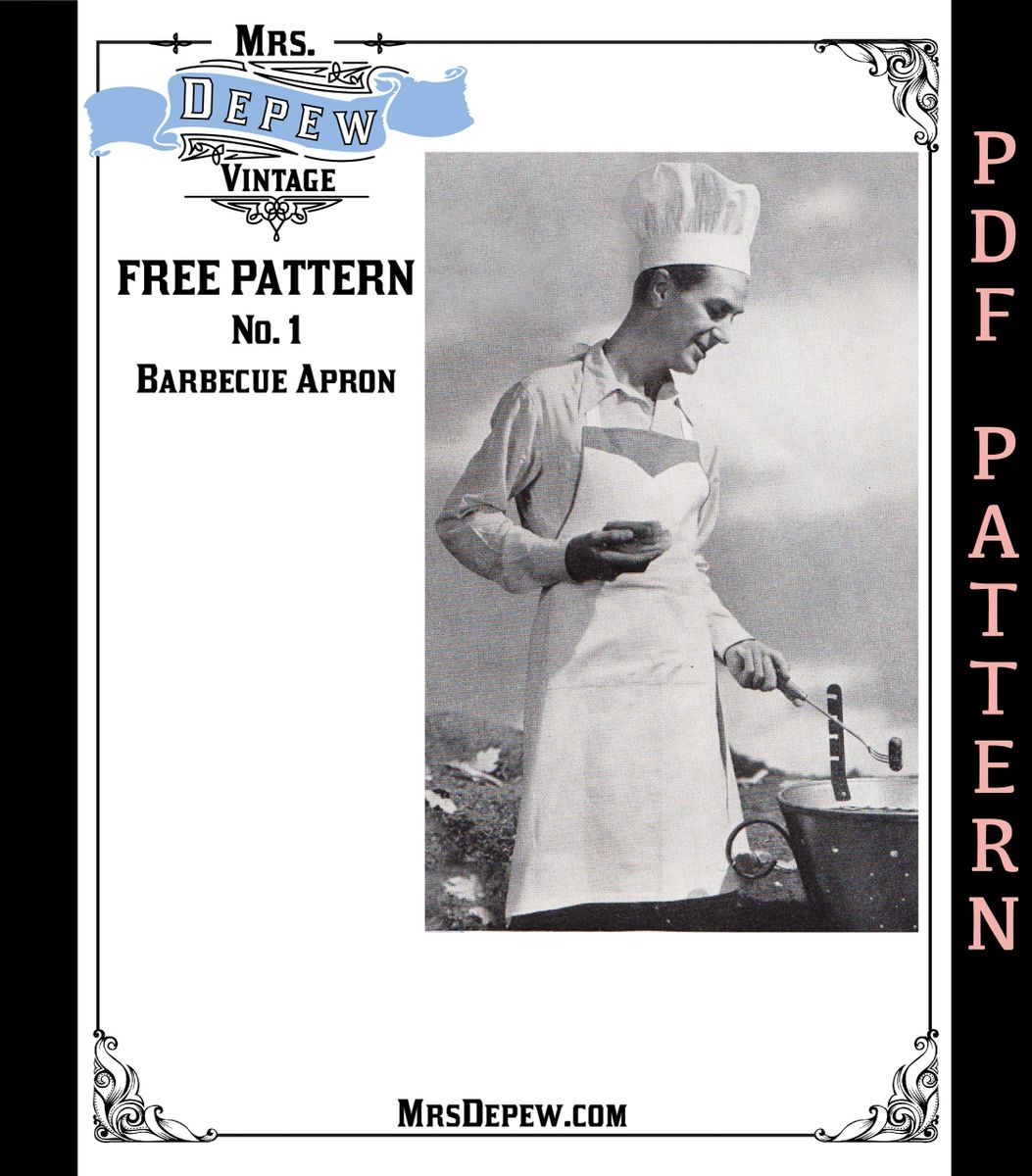 Vintage Sewing Pattern 1940s Men's or Women's Barbecue Apron Depew ...