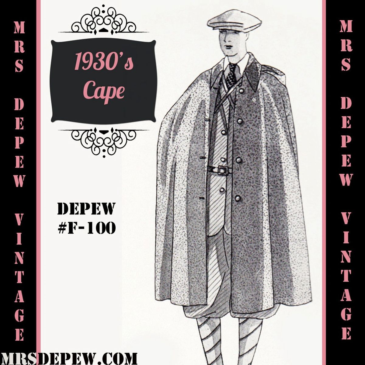 D-A-H Menswear Vintage Sewing Pattern 1930s Men's Cape in Any Size F ...