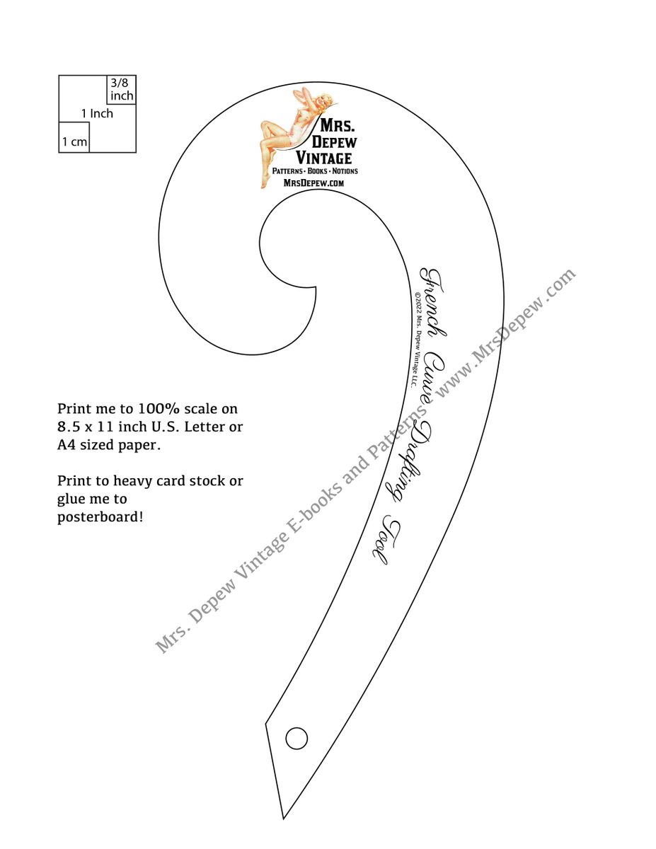 French Curve Sewing Pattern Drafting Tool Free Printable PDF Download