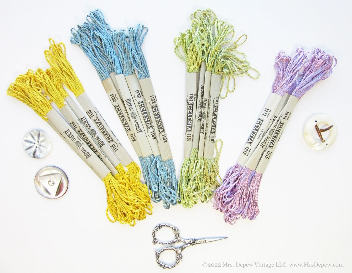 Rare New Old Stock Antique Royal Society Embroidery Floss Celesta Silky ...