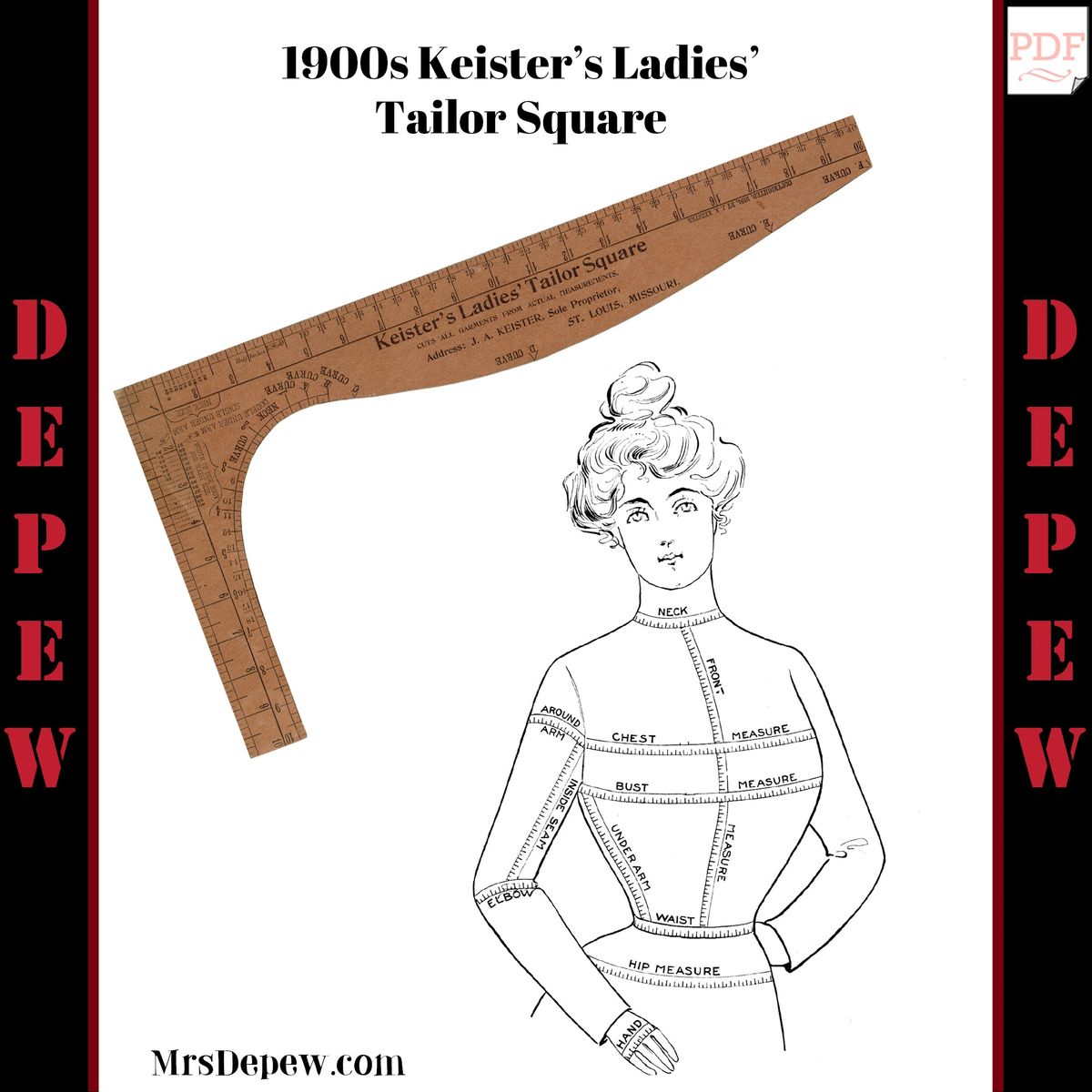 Keister's Ladies' Tailor Square Sewing Pattern Drafting Dressmaking Tool