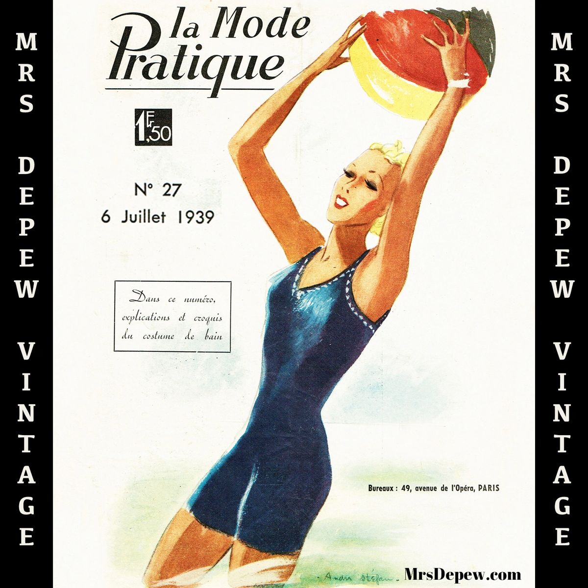 1930s Vintage French Magazine La Mode Pratique July, 1939 Pre-WWII ...