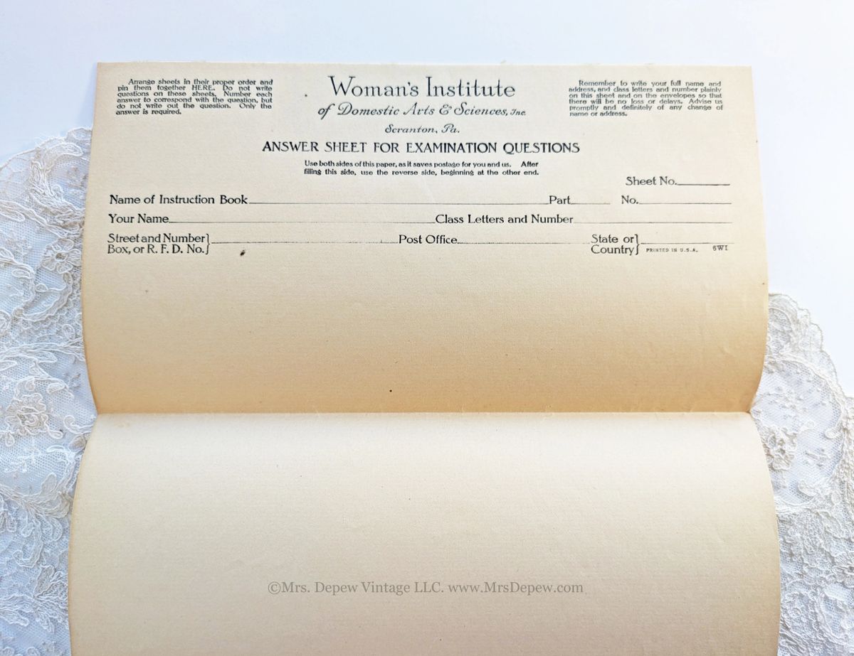Rare Original Vintage Woman's Institute Blank Exam Question Paper Page ...