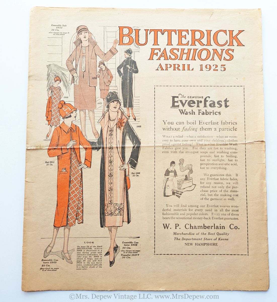 1925 April Butterick Fashions Store Flyer Advertising Sewing Patterns ...