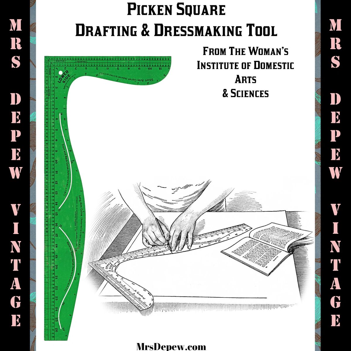Antique Picken Square Ladies' Tailor Square Sewing Pattern Drafting ...