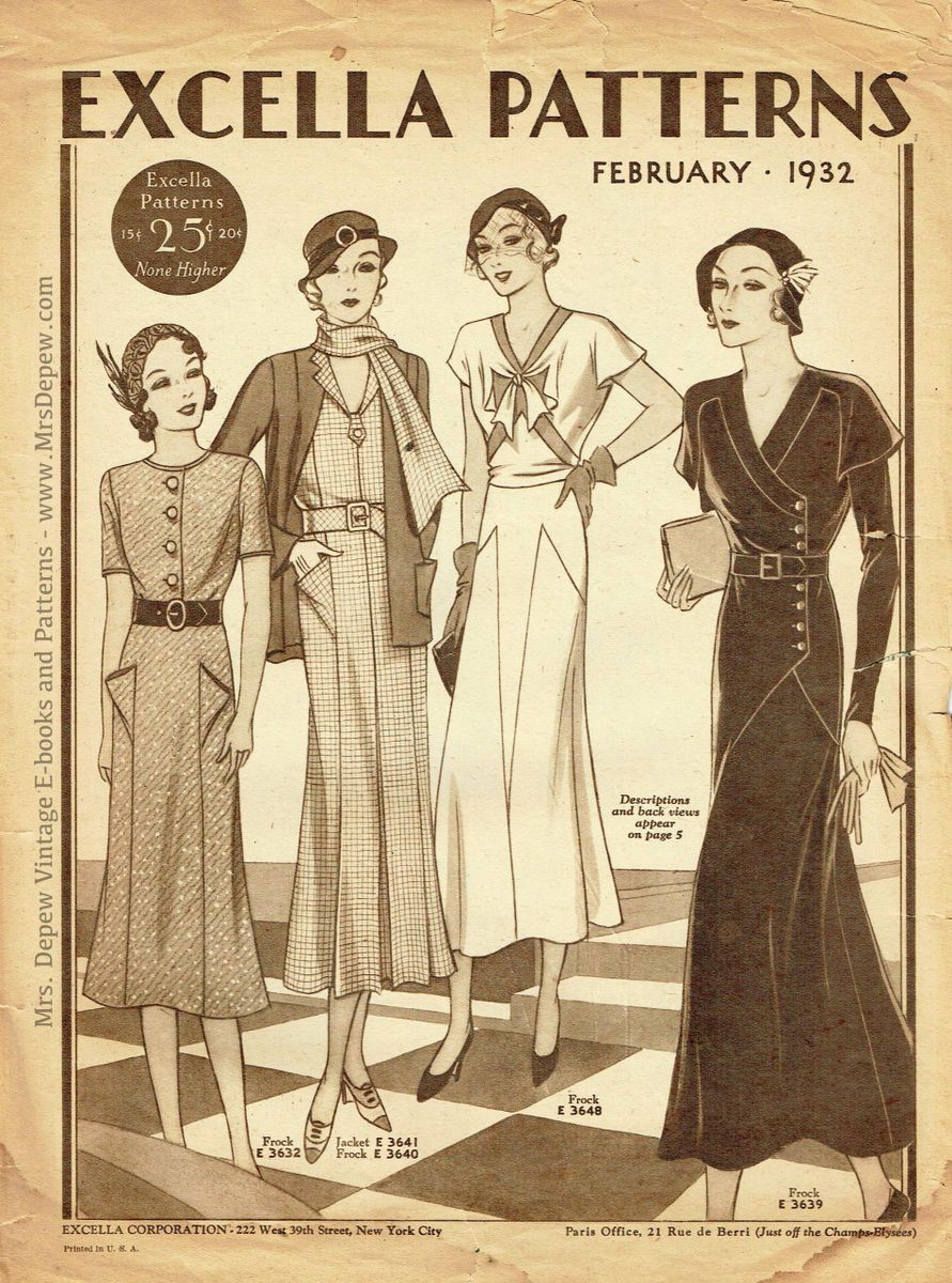 1932 February Vintage Pattern Catalog Booklet Excella Patterns 1930s PDF