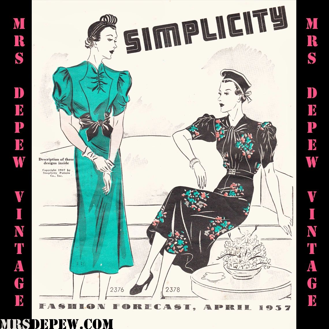 1937 April Simplicity Fashion Forecast 1930s Vintage Pattern Catalog ...