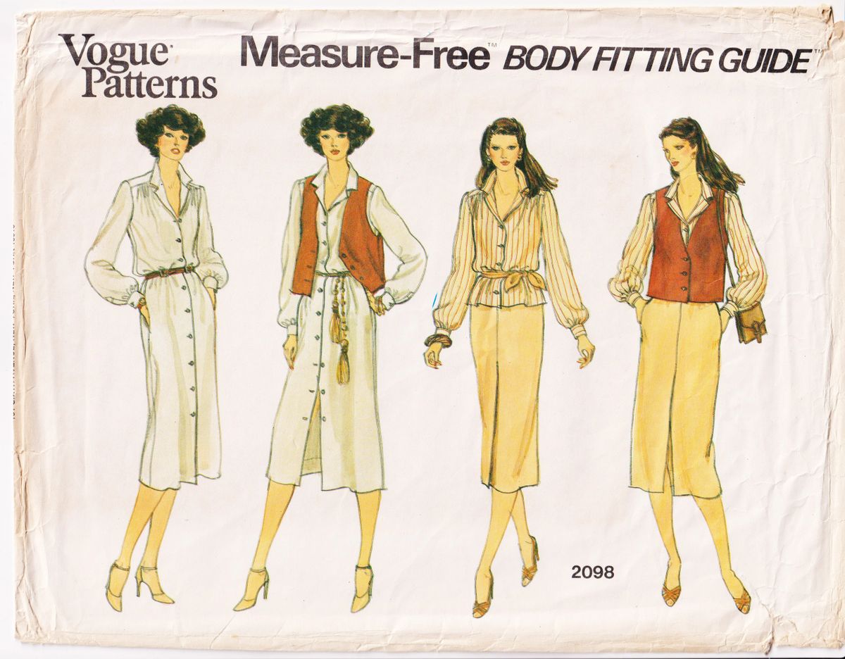 1979 Vintage Sewing Pattern Ladies' Dress Blouse, Skirt and Vest 1970s ...