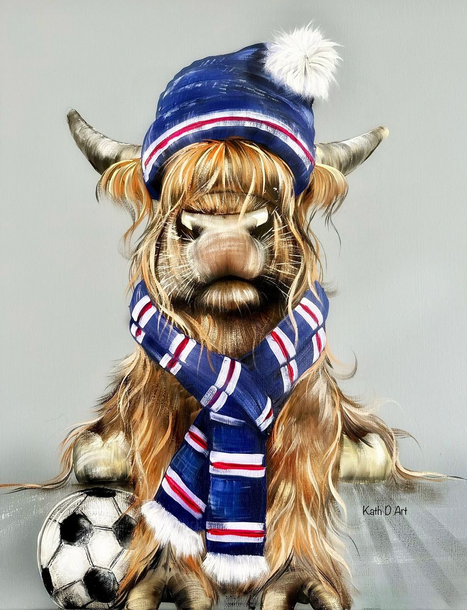 Football coo blue and red mounted print