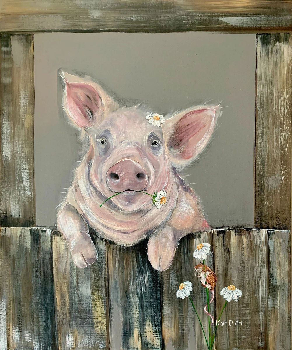 Pig and mouse mounted print