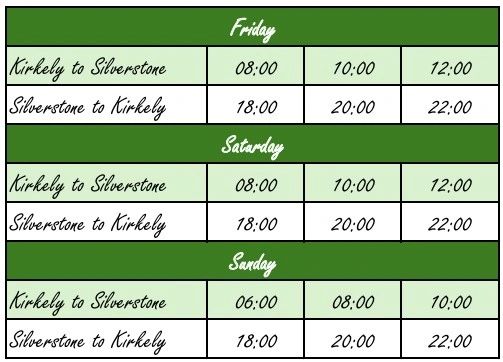Transfer Timetable