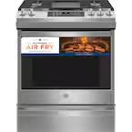 GE 30 in. 5.6 cu. ft. Slide-In Gas Range with Self-Cleaning Convection ...