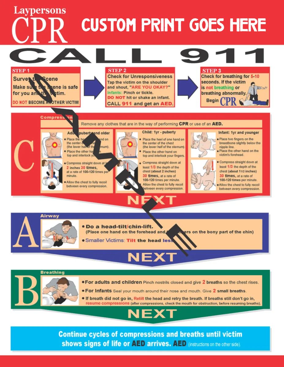 Laminated Layperson CPR Chart