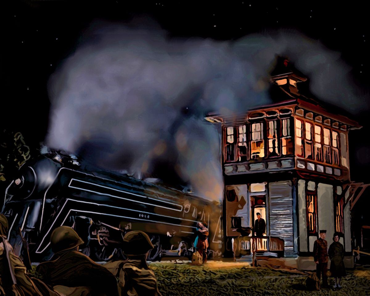 "Troop Train" 16" x 20" canvas print