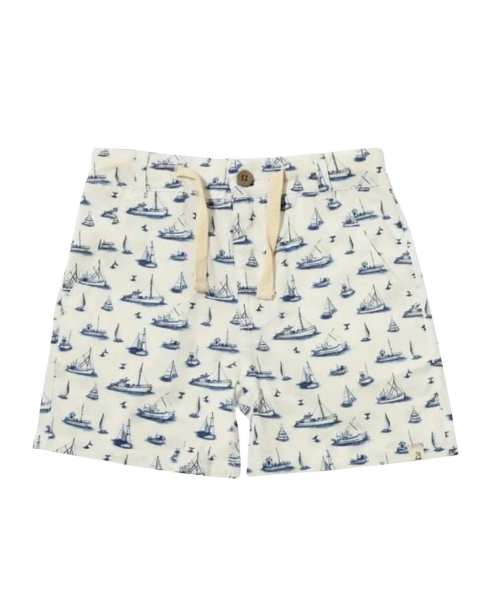 Mahalo Navy Boat Printer Shorts