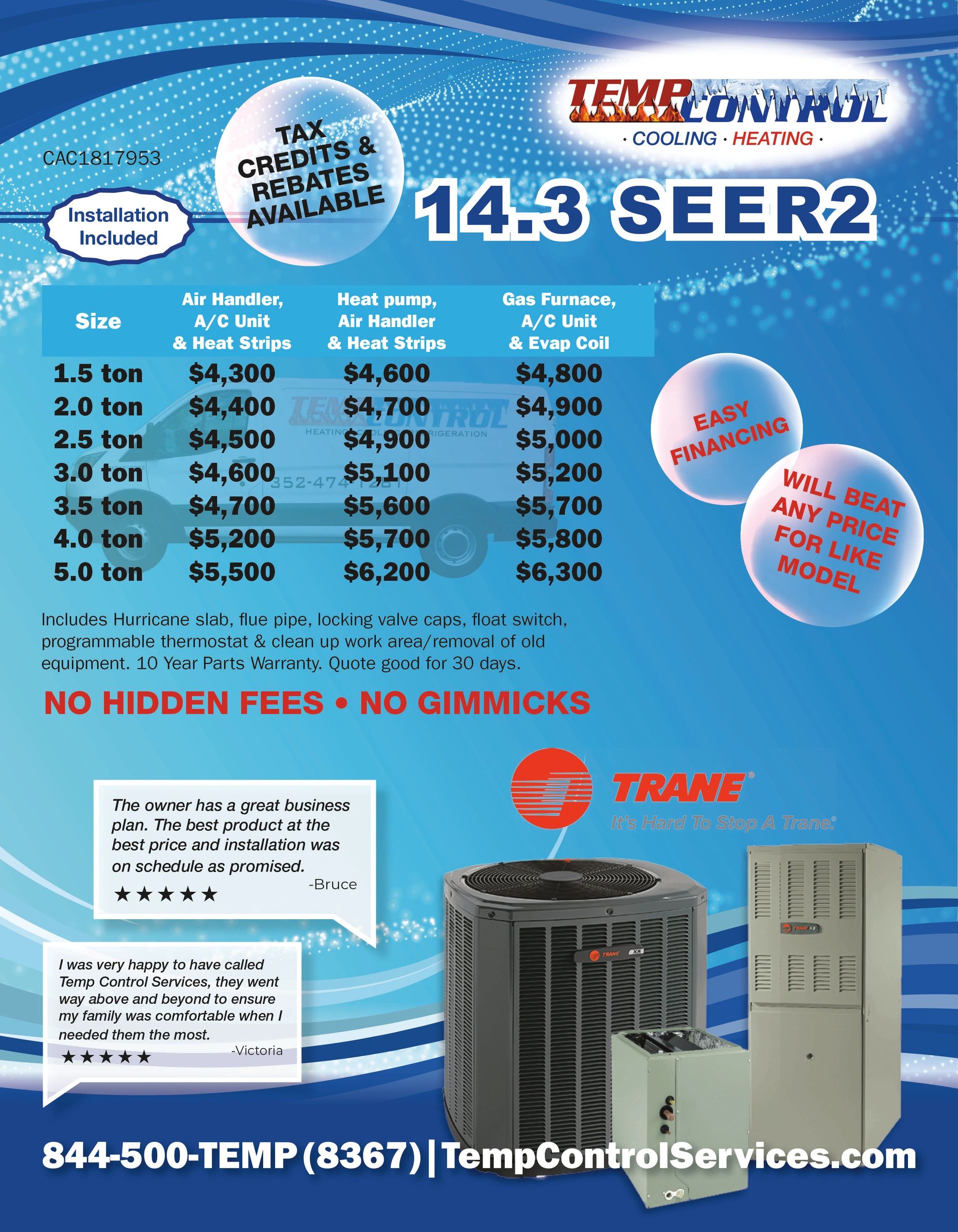 Temp Control Services, LLC - HVAC Contractor, Heating and Cooling, Ac ...