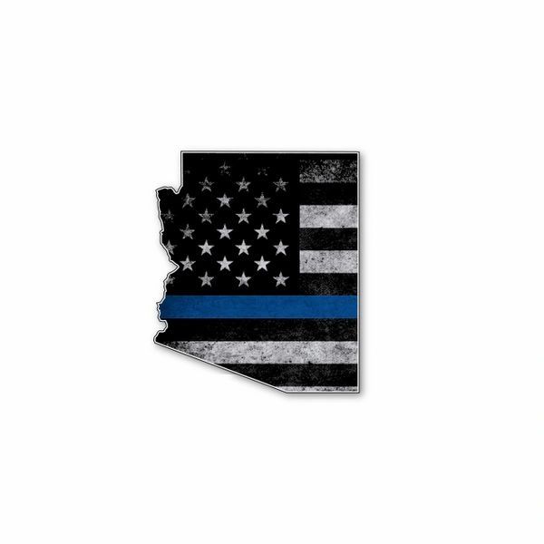 ARIZONA THIN BLUE LINE STATE SHAPED SUBDUED FLAG VINYL DECAL STICKER