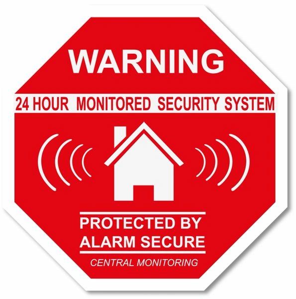 WARNING 24 HOUR MONITORED SECURITY SYSTEM DECAL