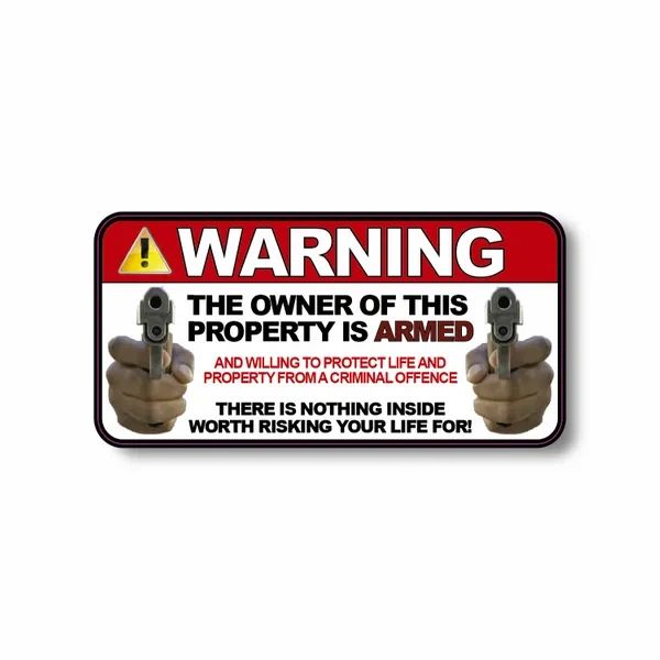Owner Armed Warning Vinyl Decal Sticker 2nd Amendment Gun Firearm ...