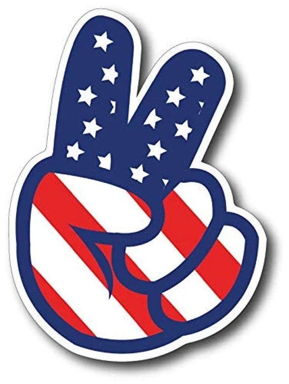 USA American Flag Peace Sign Vinyl Decal Sticker 1960's Version Vintage