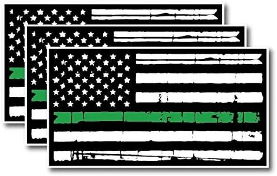 3x Thin Green Line Tattered Flag TGL I Support the Military Veterans ...