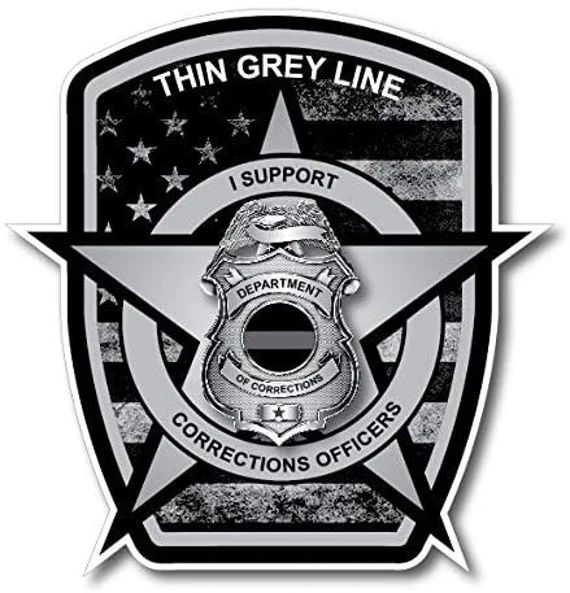 Thin Grey Line Badge Correctional Officer Decal Sticker Car Truck USA ...