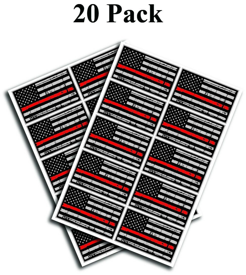 20x Thin Red Line Subdued Tattered American Flag Red Lives Matter Decal ...