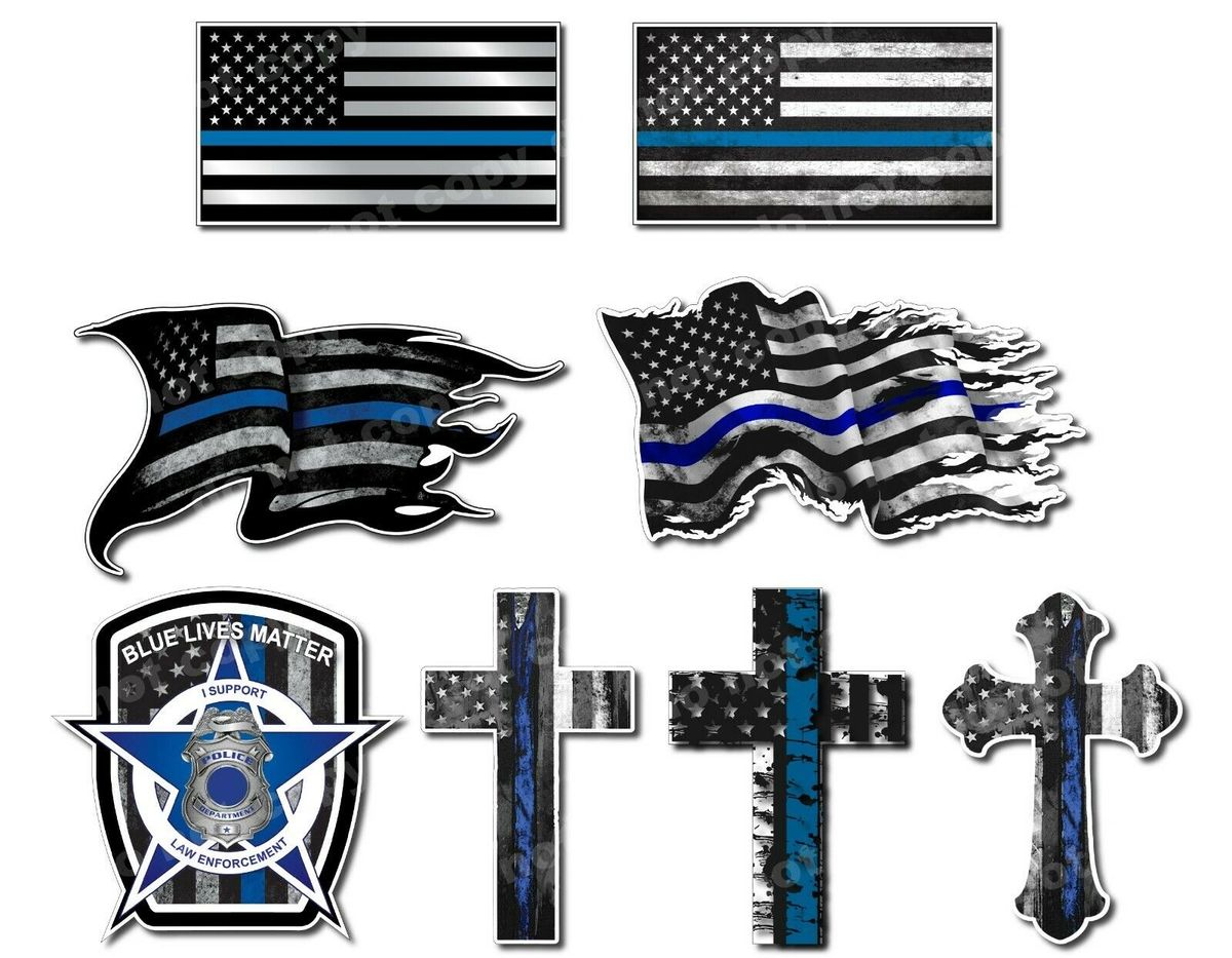 8x Thin Blue Line Lives Matter Decal Sticker Car Truck Cop American ...